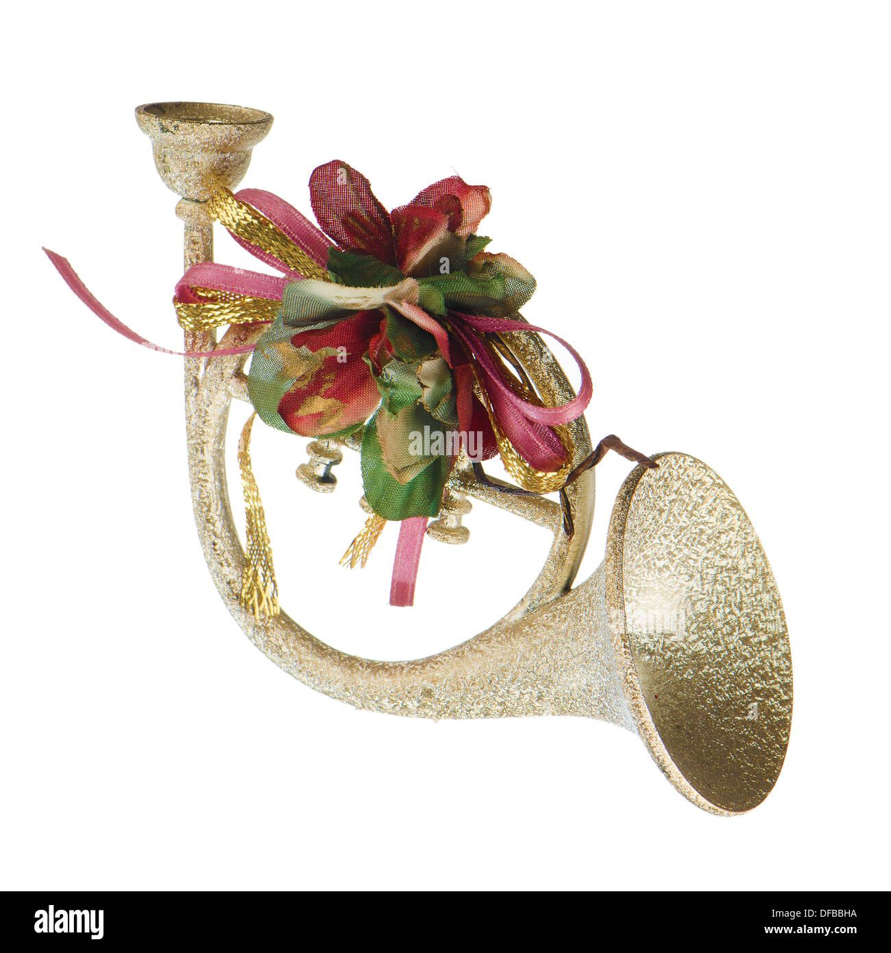 Christmas decorations plastic musical instrument isolated on white ...