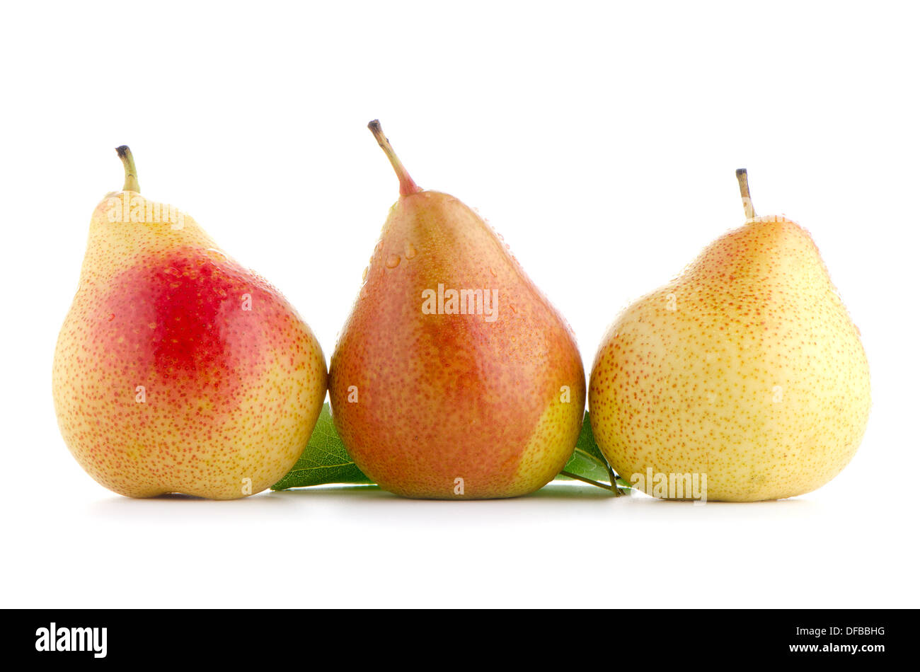 Three ripe pears isolated on white background Stock Photo - Alamy