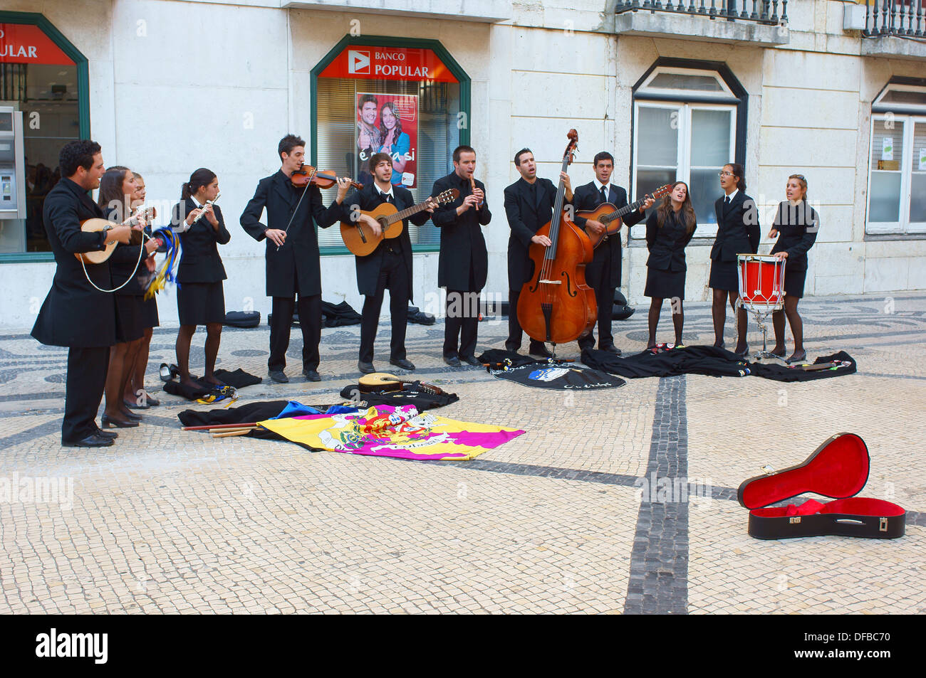 Portugese folk band performing in the street Lisbon Stock Photo - Alamy