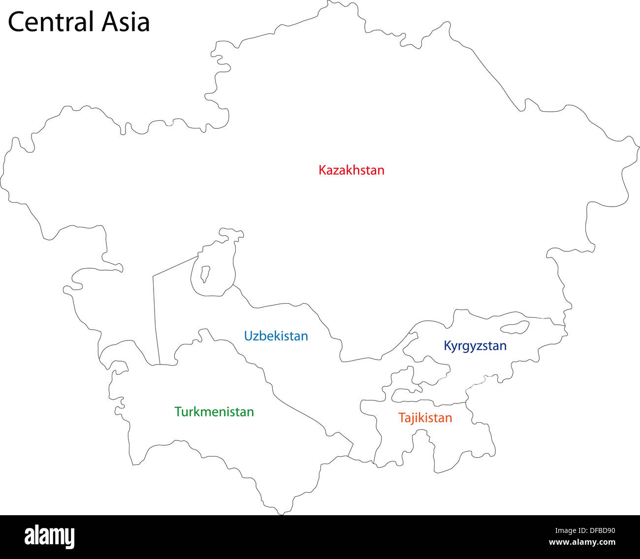 Outline Central Asia Stock Photo - Alamy