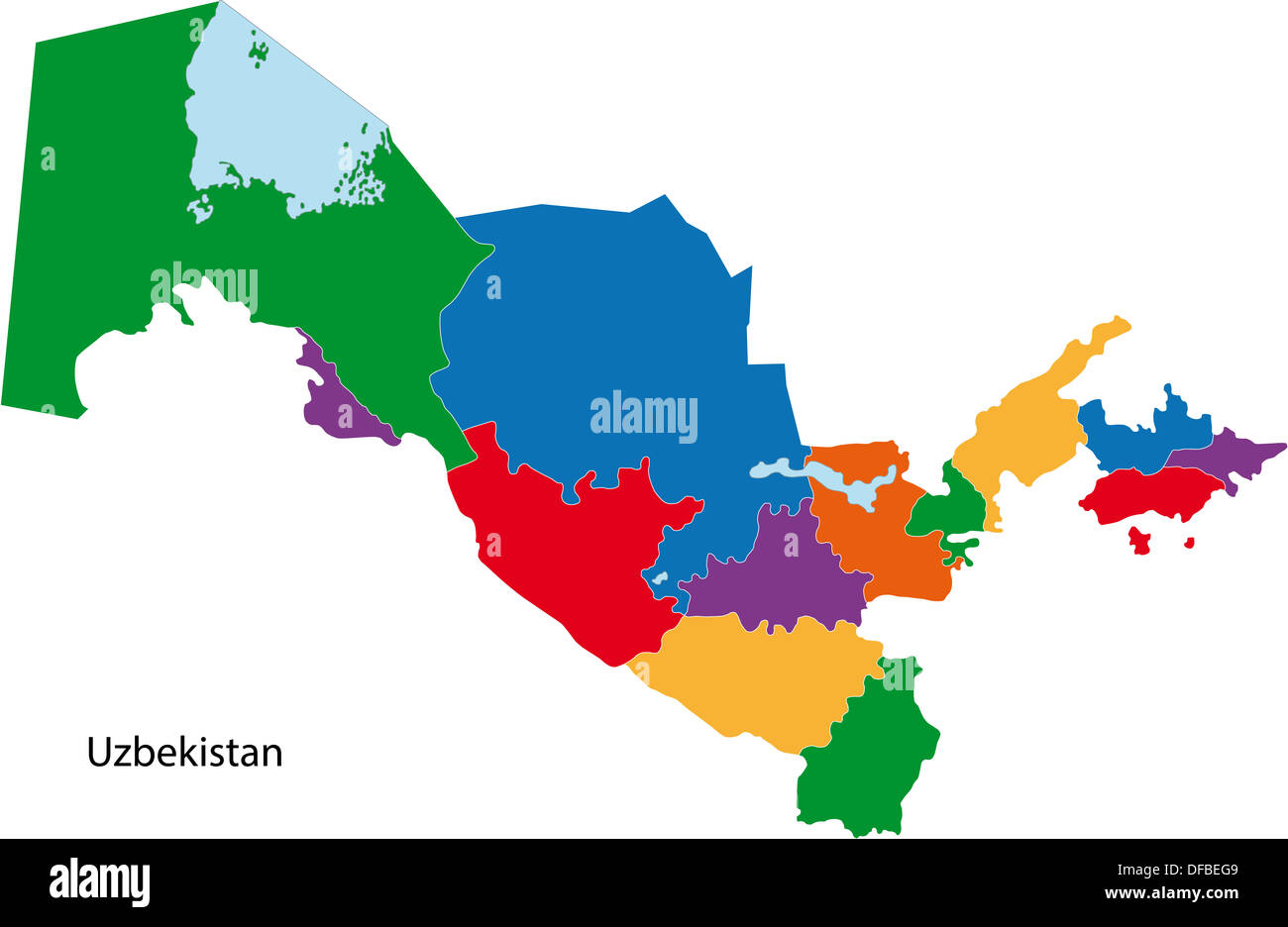 Colorful Uzbekistan map Stock Photo - Alamy