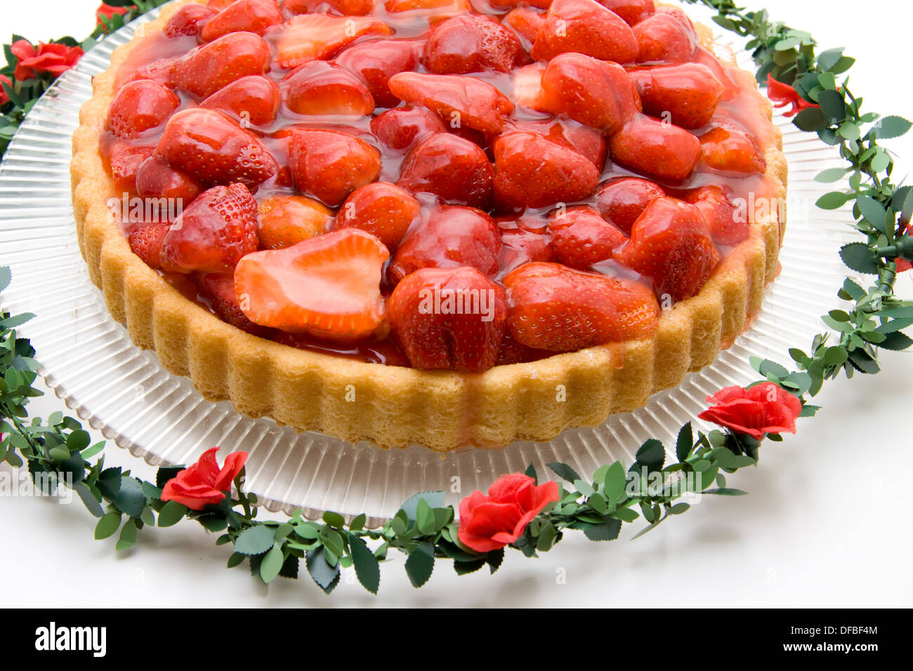 Fresh strawberry cakes on cake plate Stock Photo - Alamy
