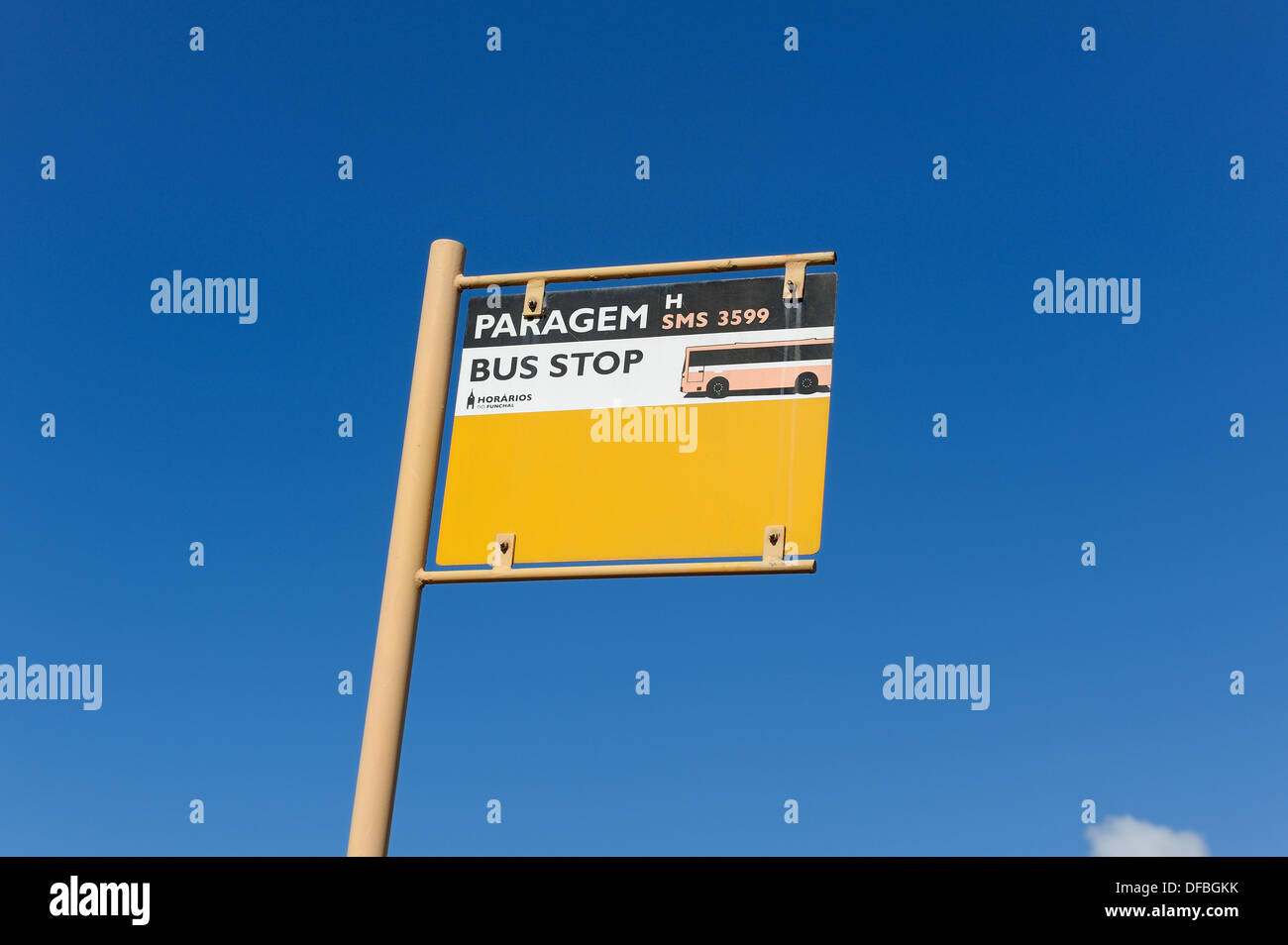 Yellow bus stop Madeira Portugal Stock Photo - Alamy