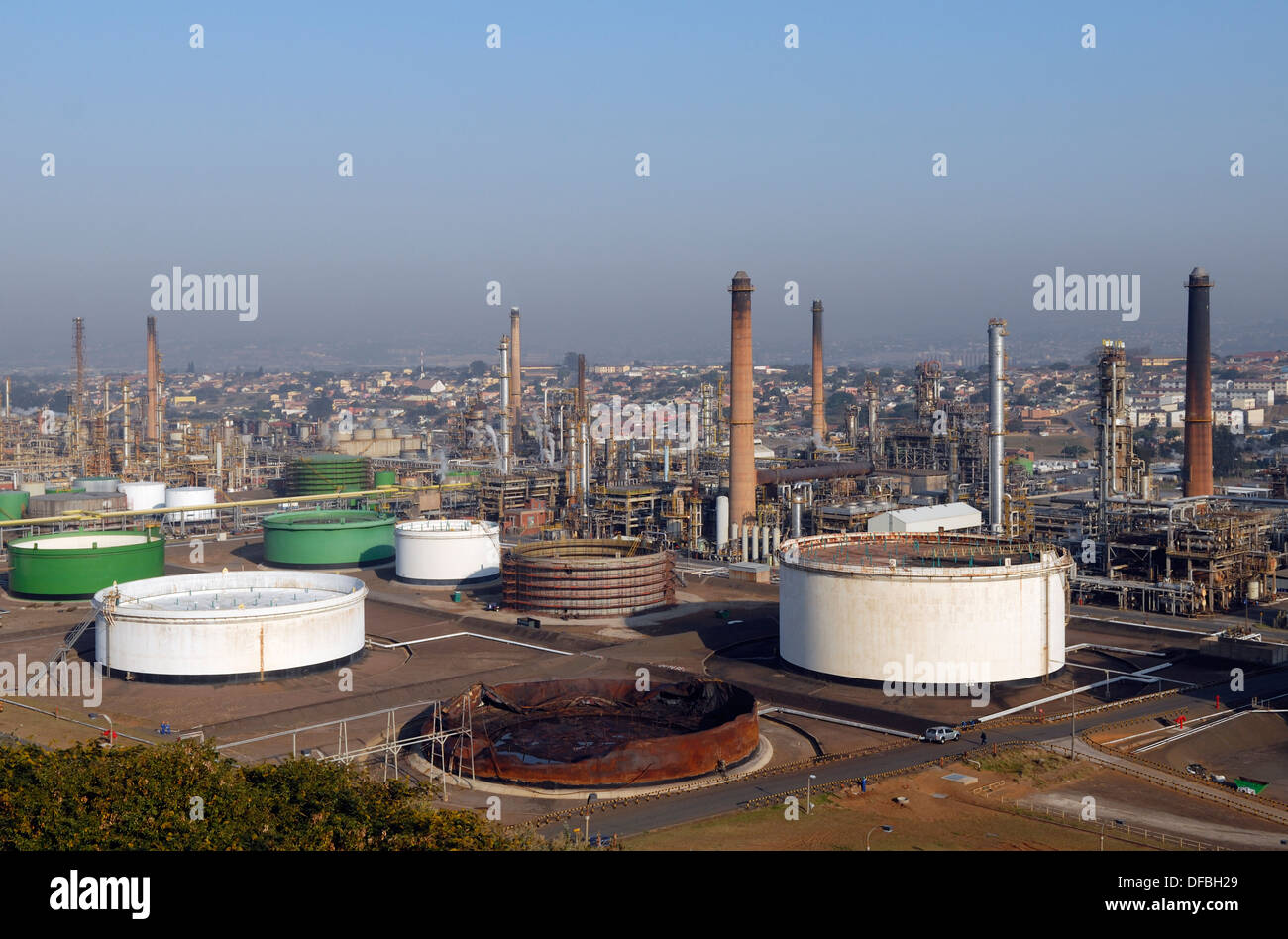 The Engen Oil Refinery in Bluff with suburbs Merebank and Wentworth ...