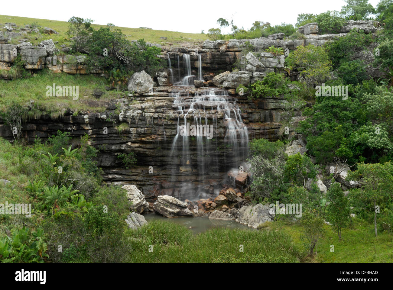 A waterfall in a remote part of Pondoland in the Transkei, 24 January ...