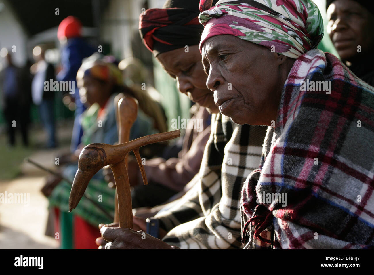 South African voters stand in a queue a voting station in Nkandla area ...