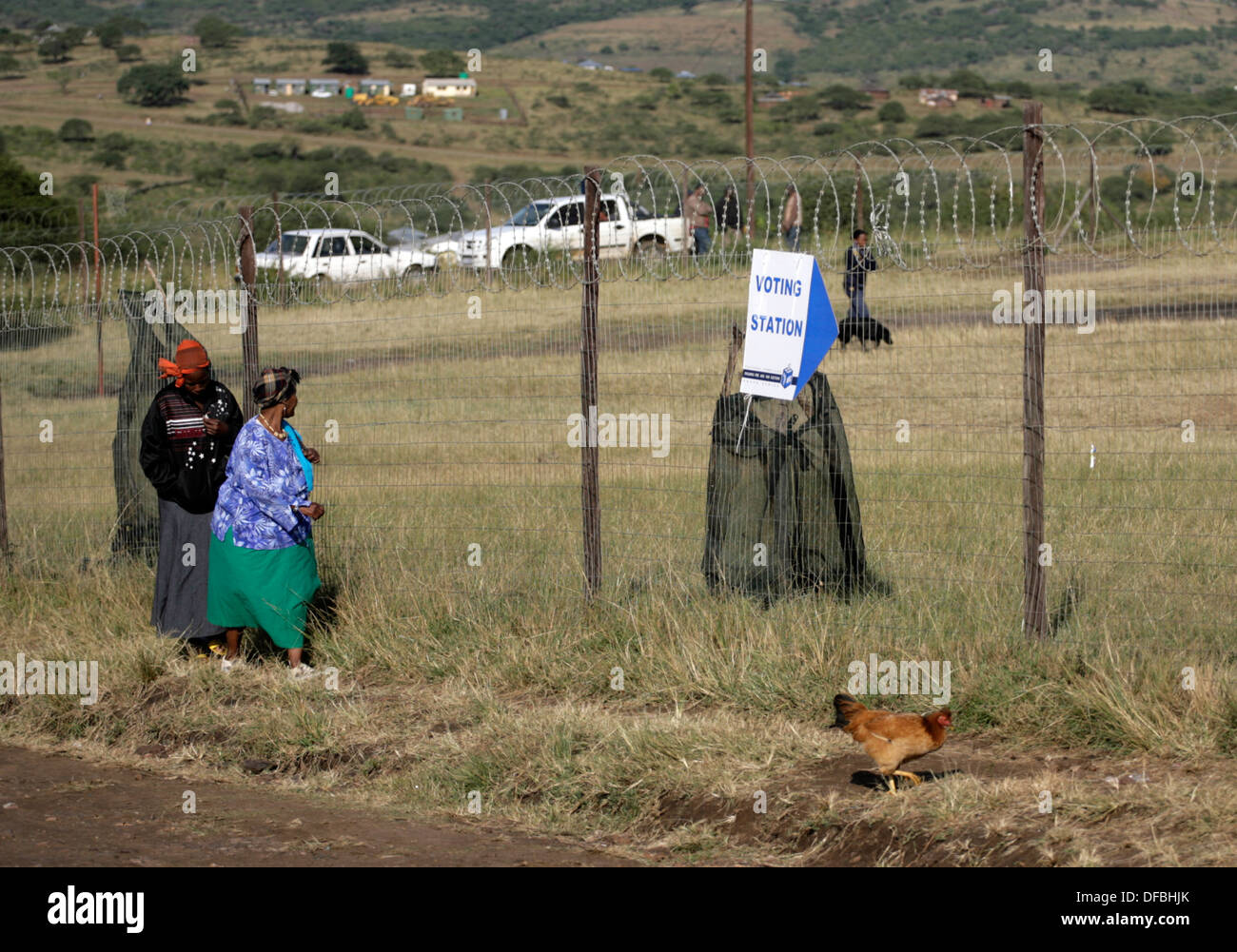 South African voters arrive a voting station in Nkandla area in KwaZulu ...