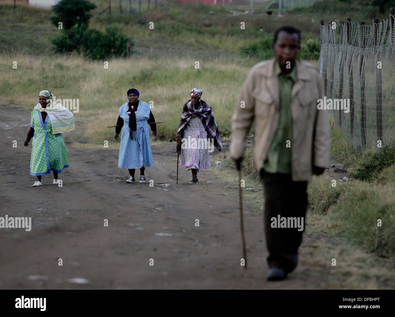 South African voters arrive a voting station in Nkandla area in KwaZulu ...