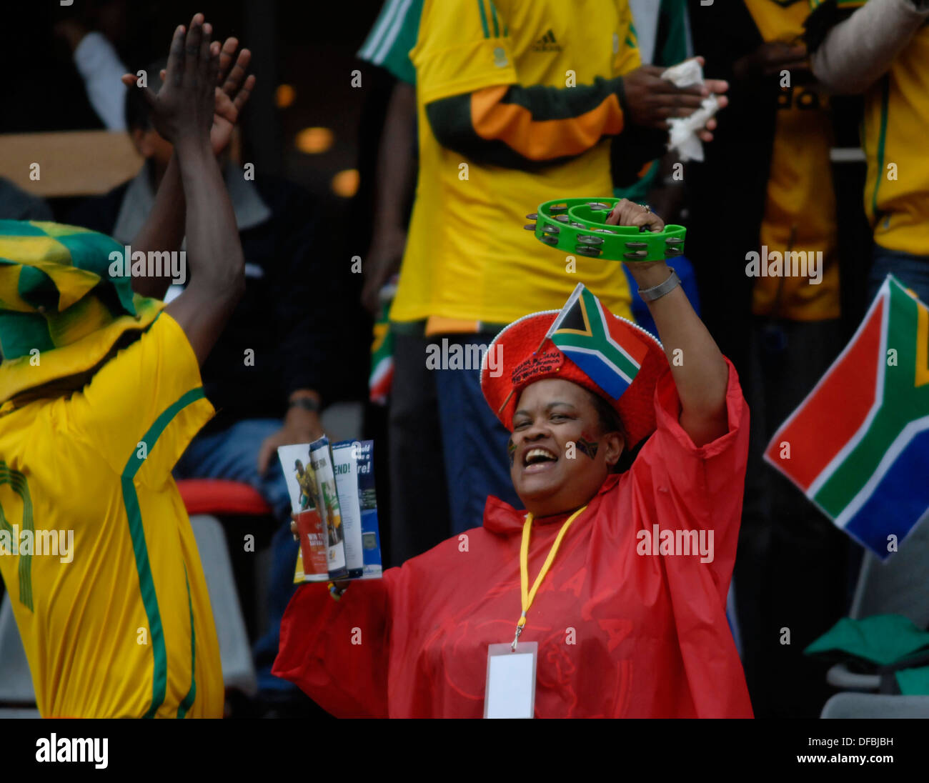 South African soccer fans watch Bafana Bafana play Chad in a Cup ...