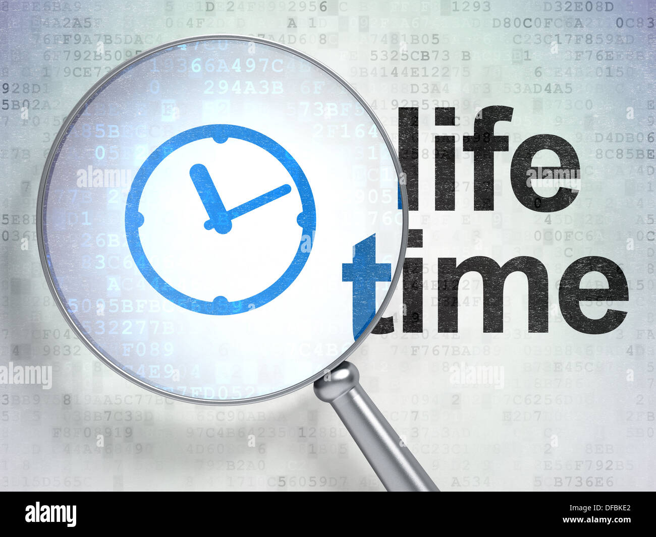 Timeline concept: Clock and Life Time with optical glass Stock Photo ...