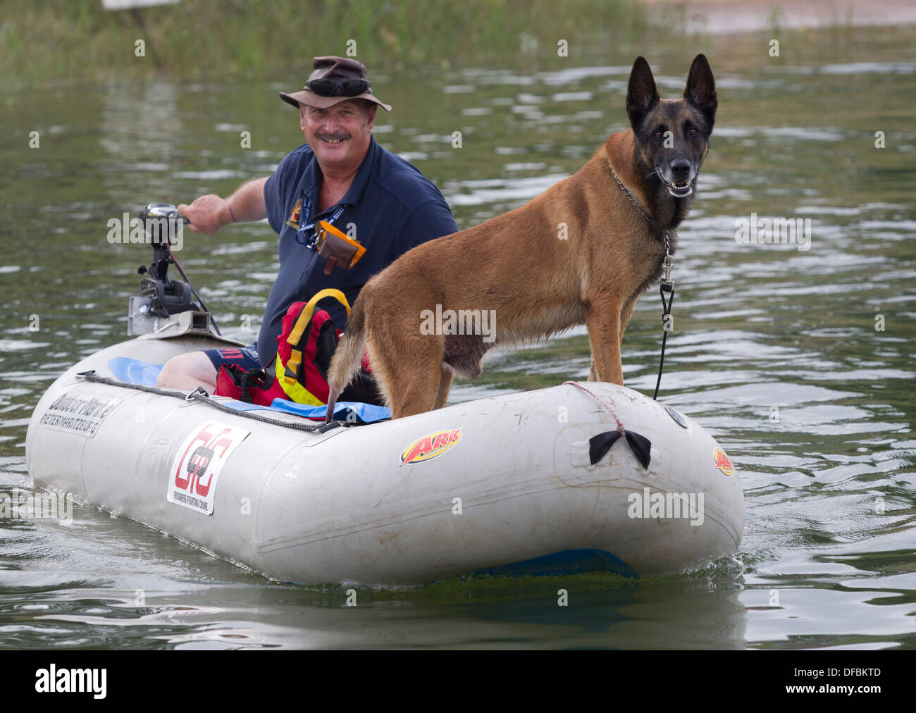 Warrant Officer Jack Haskins and his dog Udain during Midmar Mile open ...