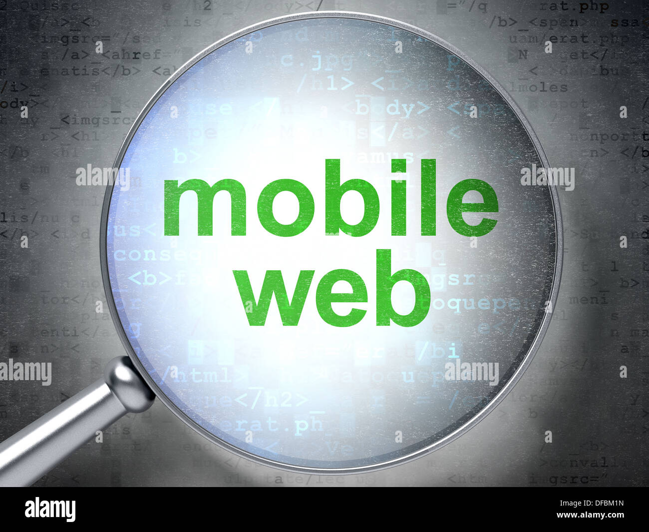 SEO web development concept: Mobile Web with optical glass Stock Photo ...