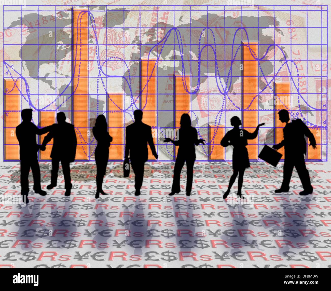 Bar graph with line graph showing business progress Stock Photo - Alamy