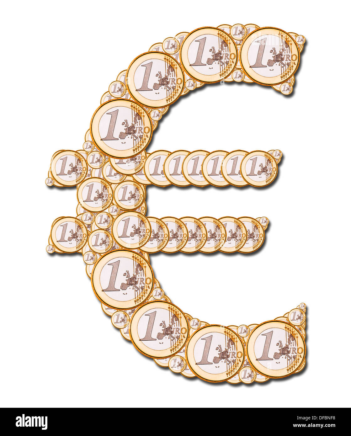 Euro sign made from 1 Euro coins Stock Photo - Alamy