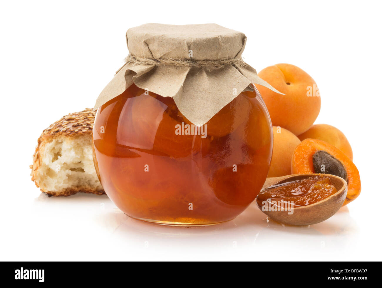 Apricot jam white background Cut Out Stock Images & Pictures - Alamy
