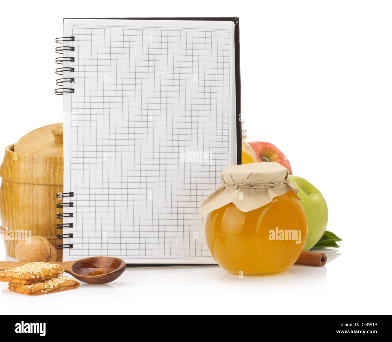 cooking recipes book and food isolated on white background Stock Photo ...