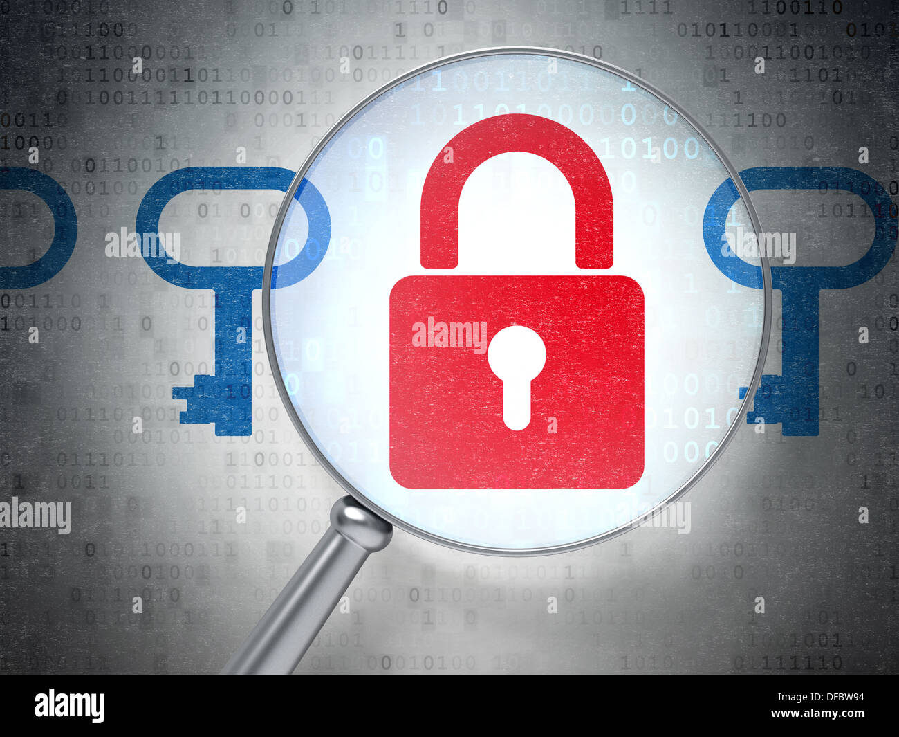Protection concept: Padlock And Key with optical glass Stock Photo - Alamy