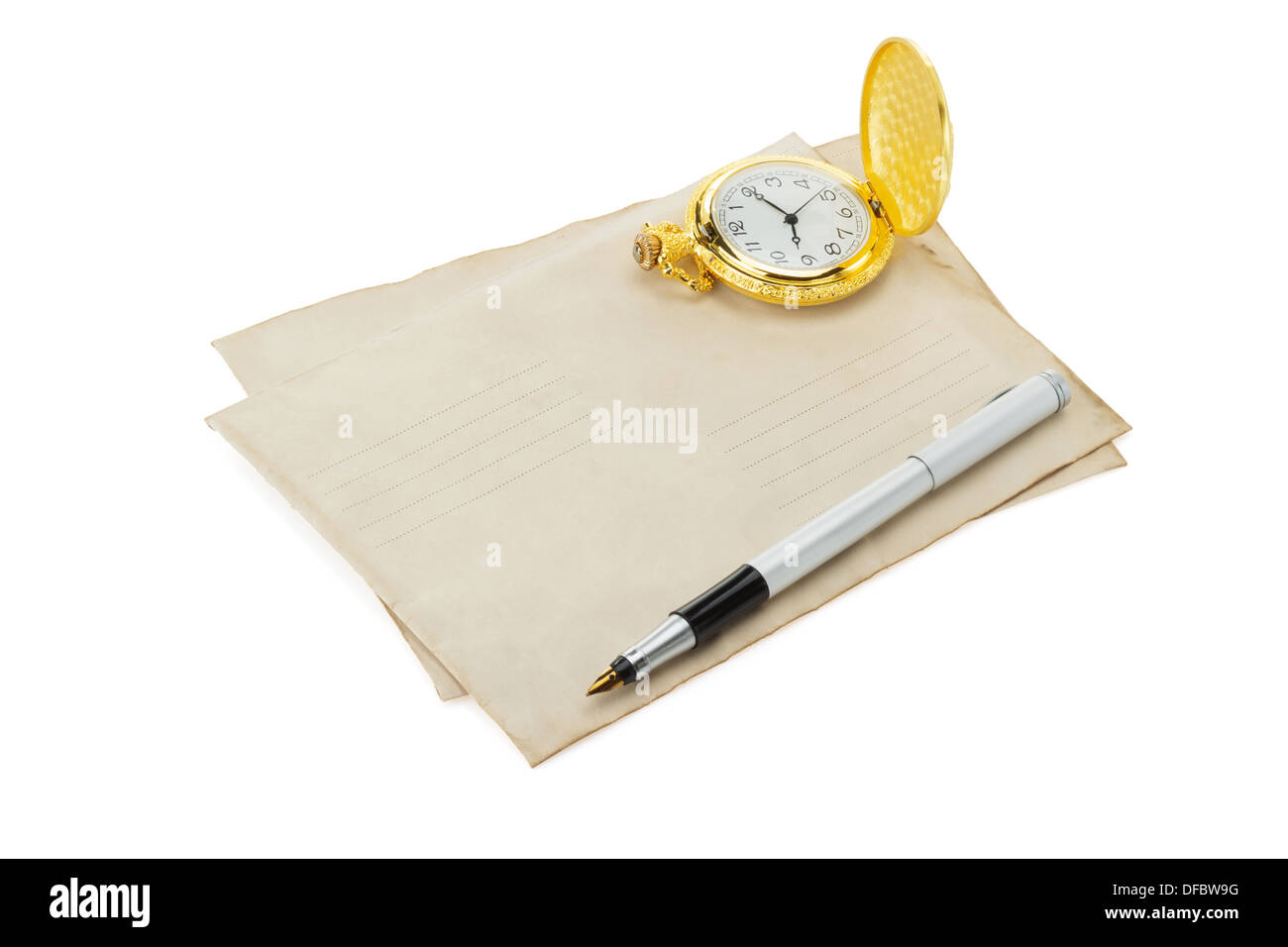 old retro envelope isolated on white background Stock Photo - Alamy