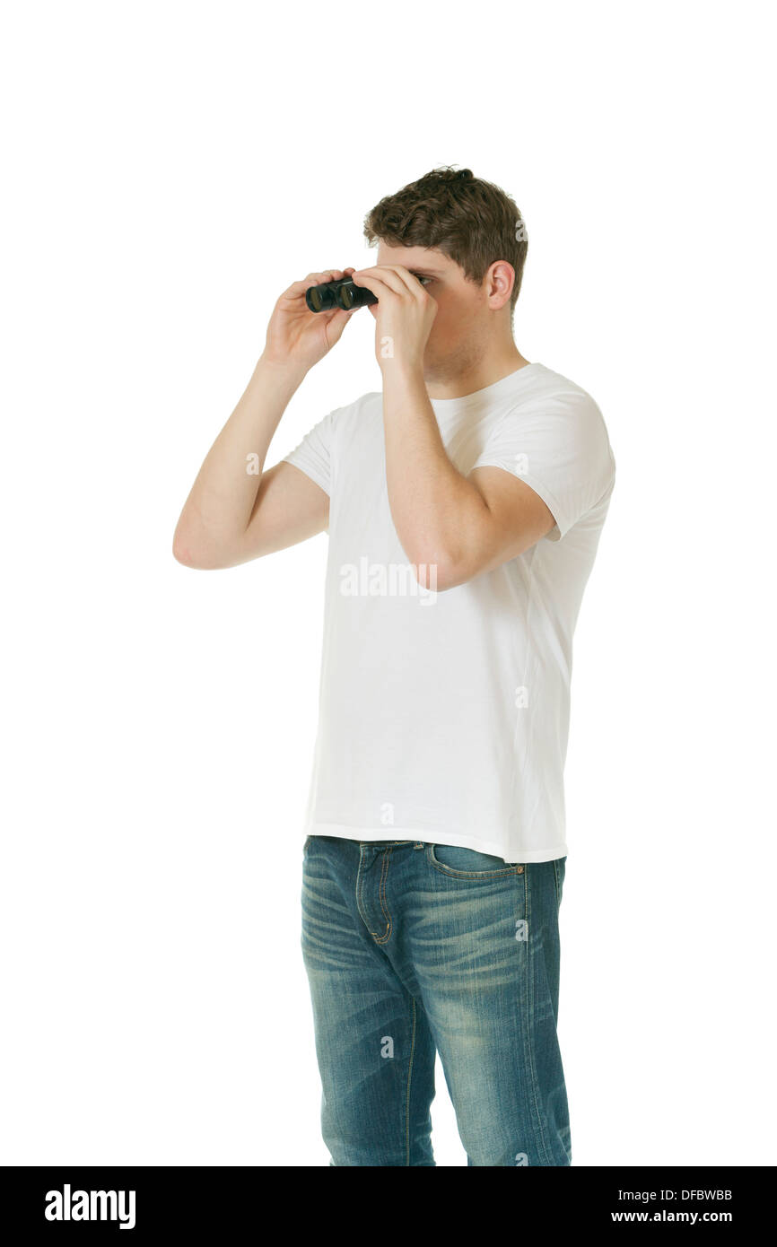 Man looking through binoculars hi-res stock photography and images - Alamy