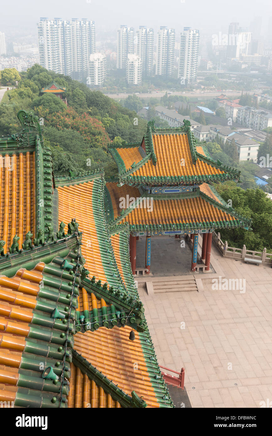 Yuejiang Lou, Nanjing, China. Detail of the Yuejiang Lou with view on a ...