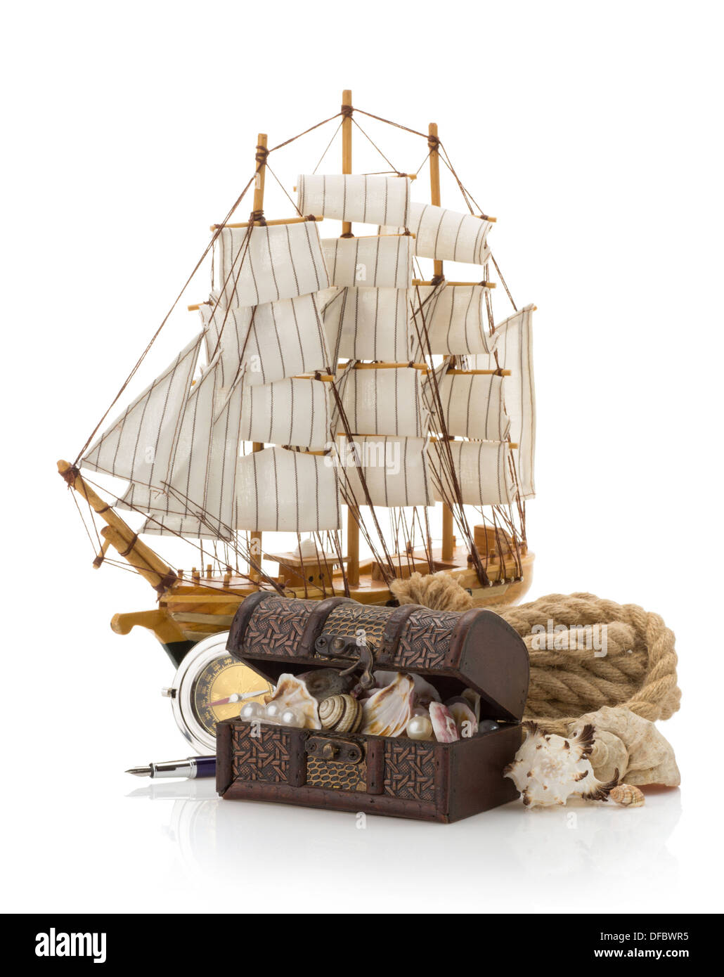 treasure box and sea concept isolated on white background Stock Photo ...