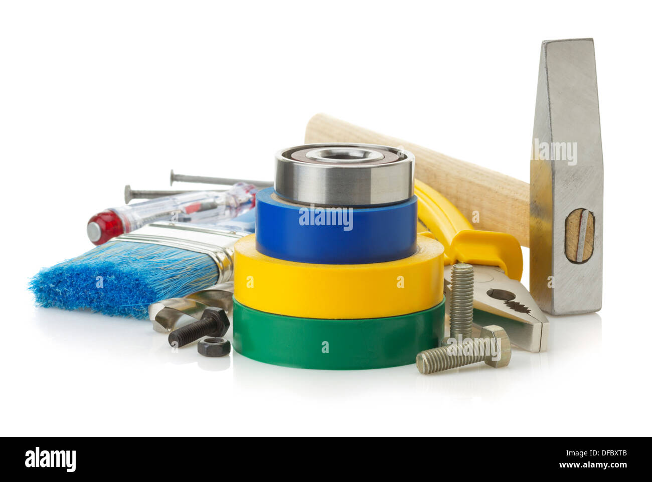 set of tools and instruments isolated on white background Stock Photo ...