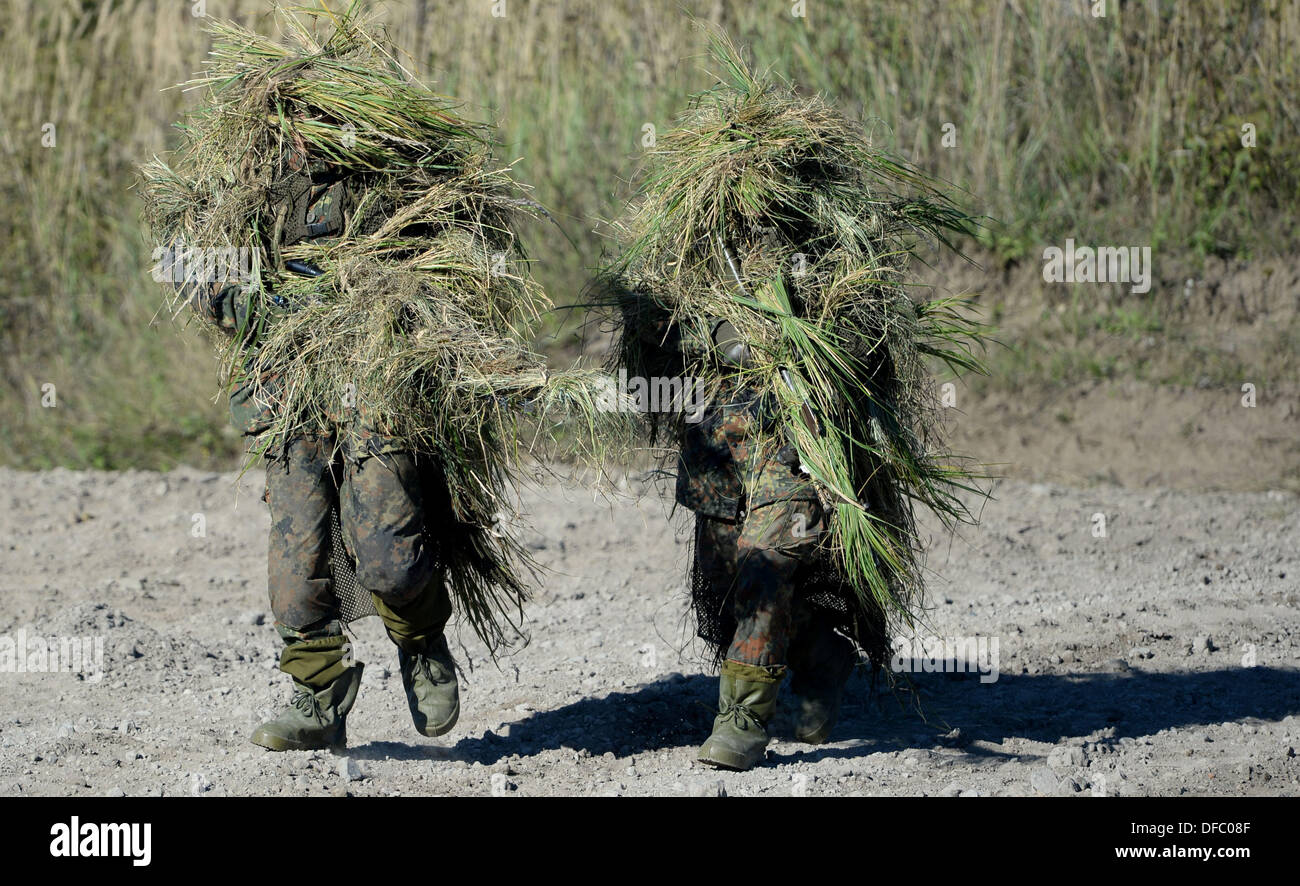 Sharpshooters during a German Army land operations exercise in Munster ...