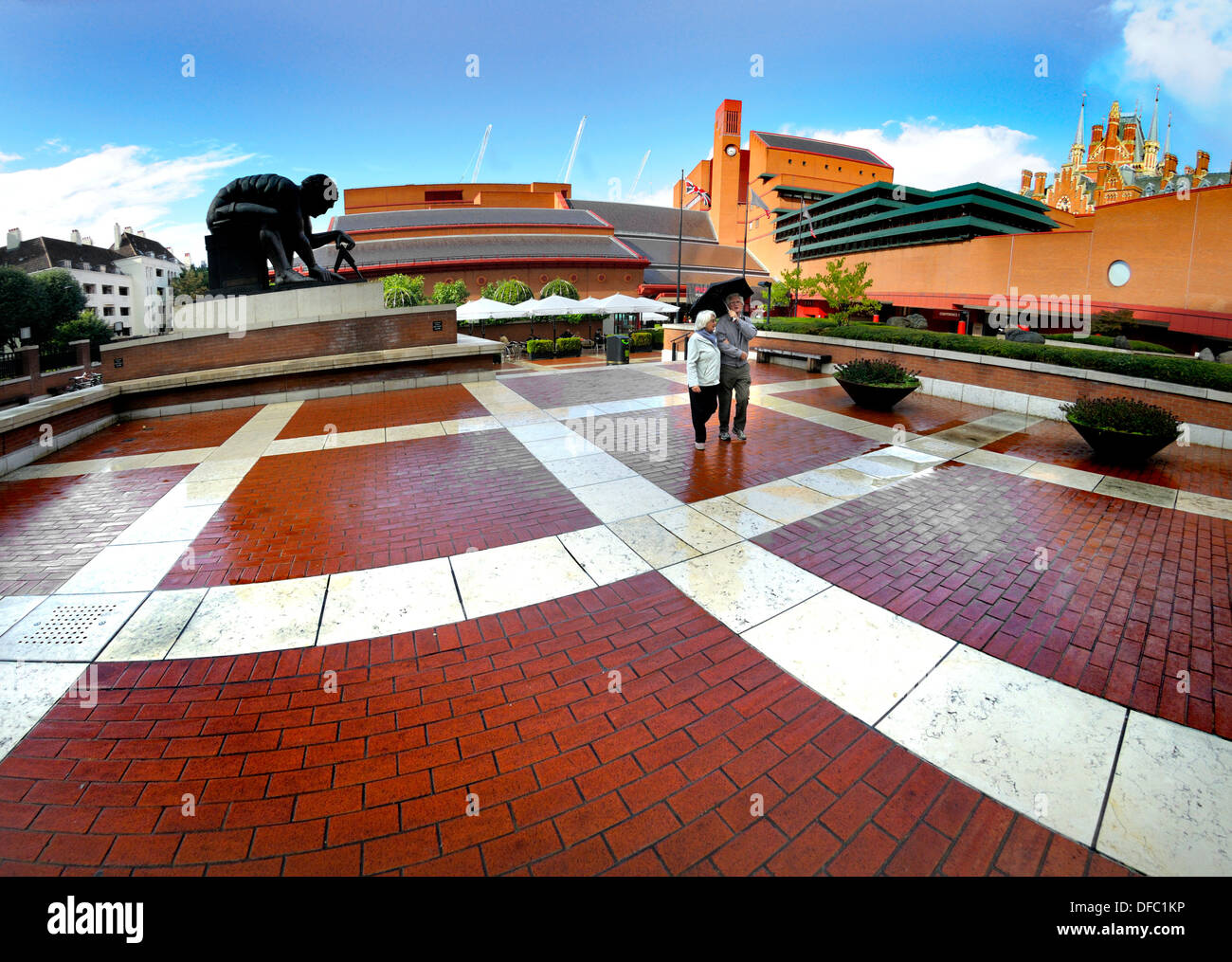 London, England, UK. British Library concourse in the rain Stock Photo ...