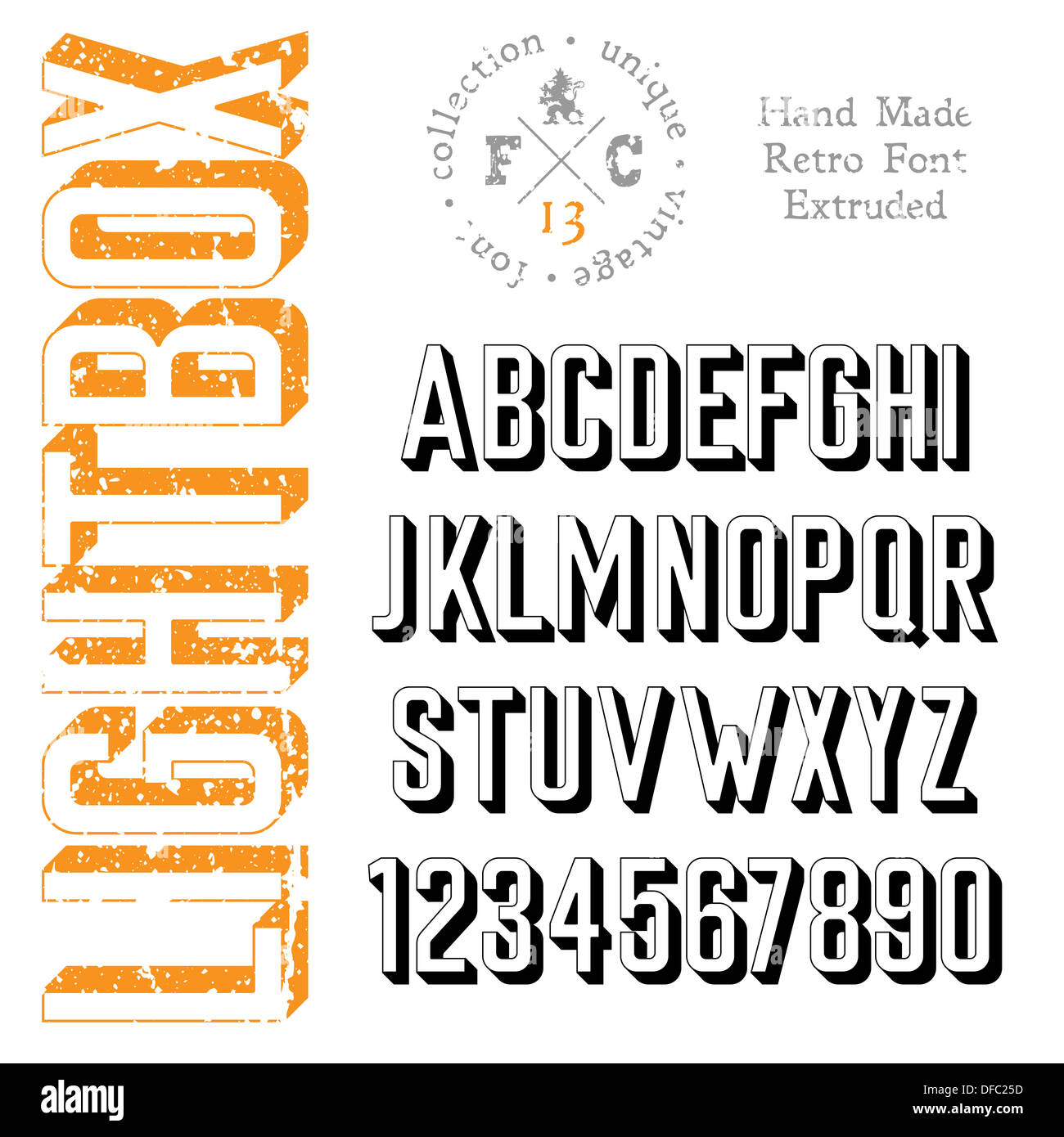 Handmade retro font. 3d extruded type Stock Photo - Alamy