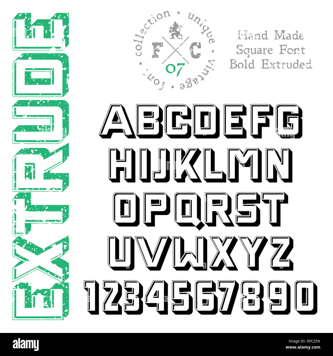 Handmade retro font. 3d extruded type Stock Photo - Alamy