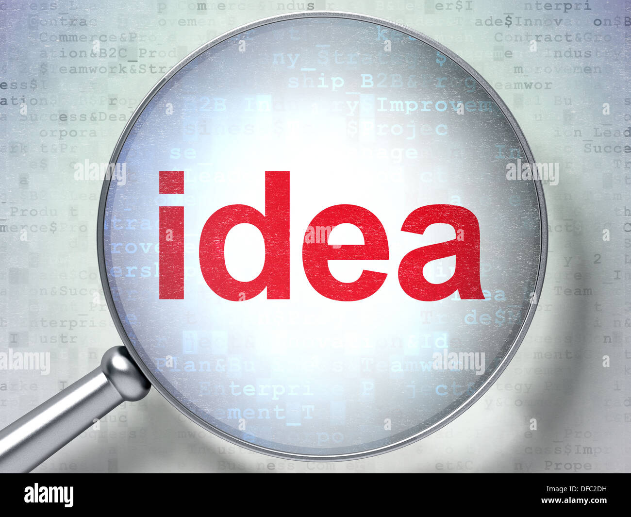 Advertising concept: optical glass with words Idea Stock Photo - Alamy