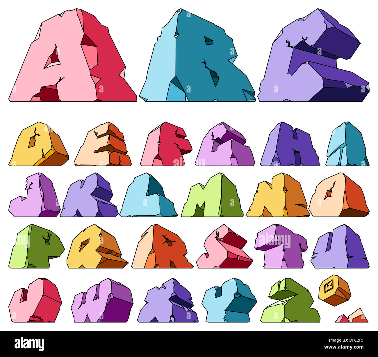 Multicolored alphabet: letters. Raster version. Vector version is also ...