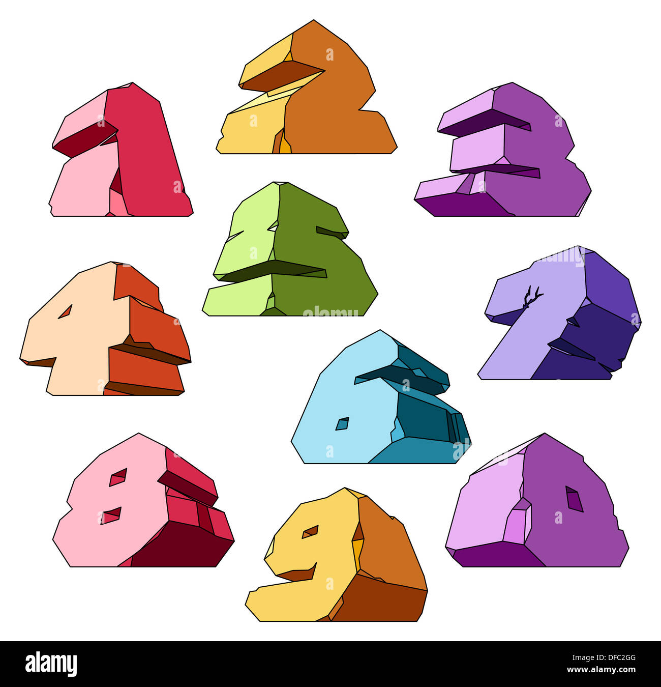 Multicolored alphabet: digits. Raster version. Vector version is also ...