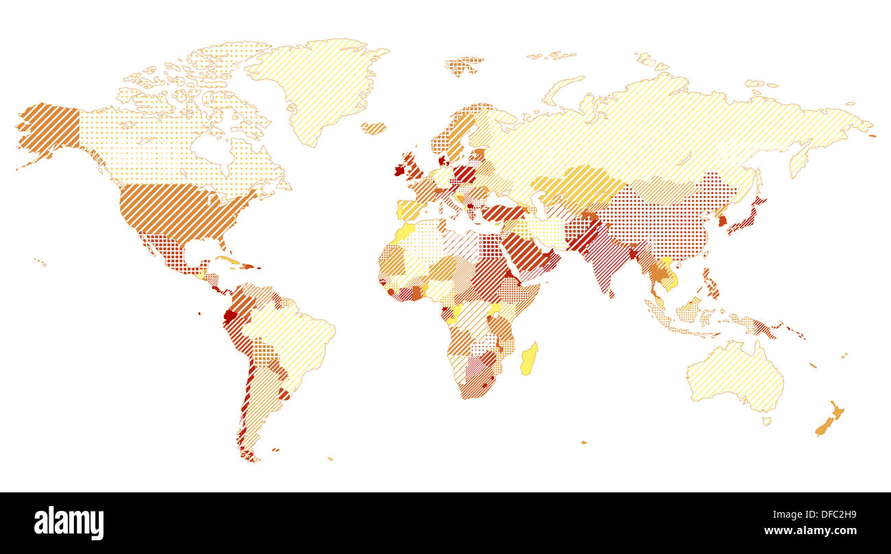 World map with textured countries Stock Photo - Alamy