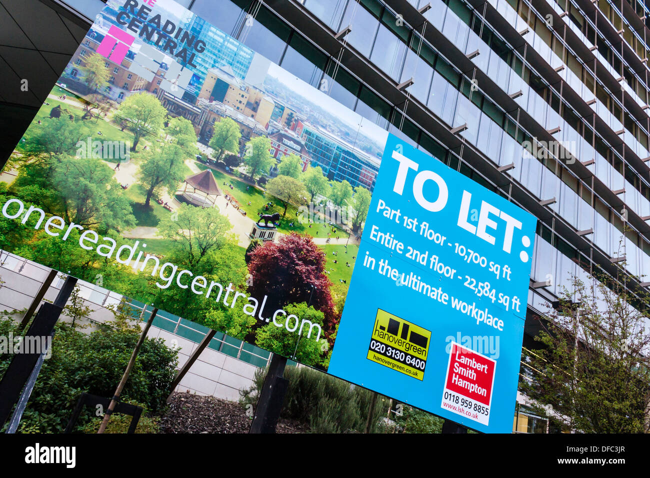 To let sign outside office development in central Reading, Berkshire ...