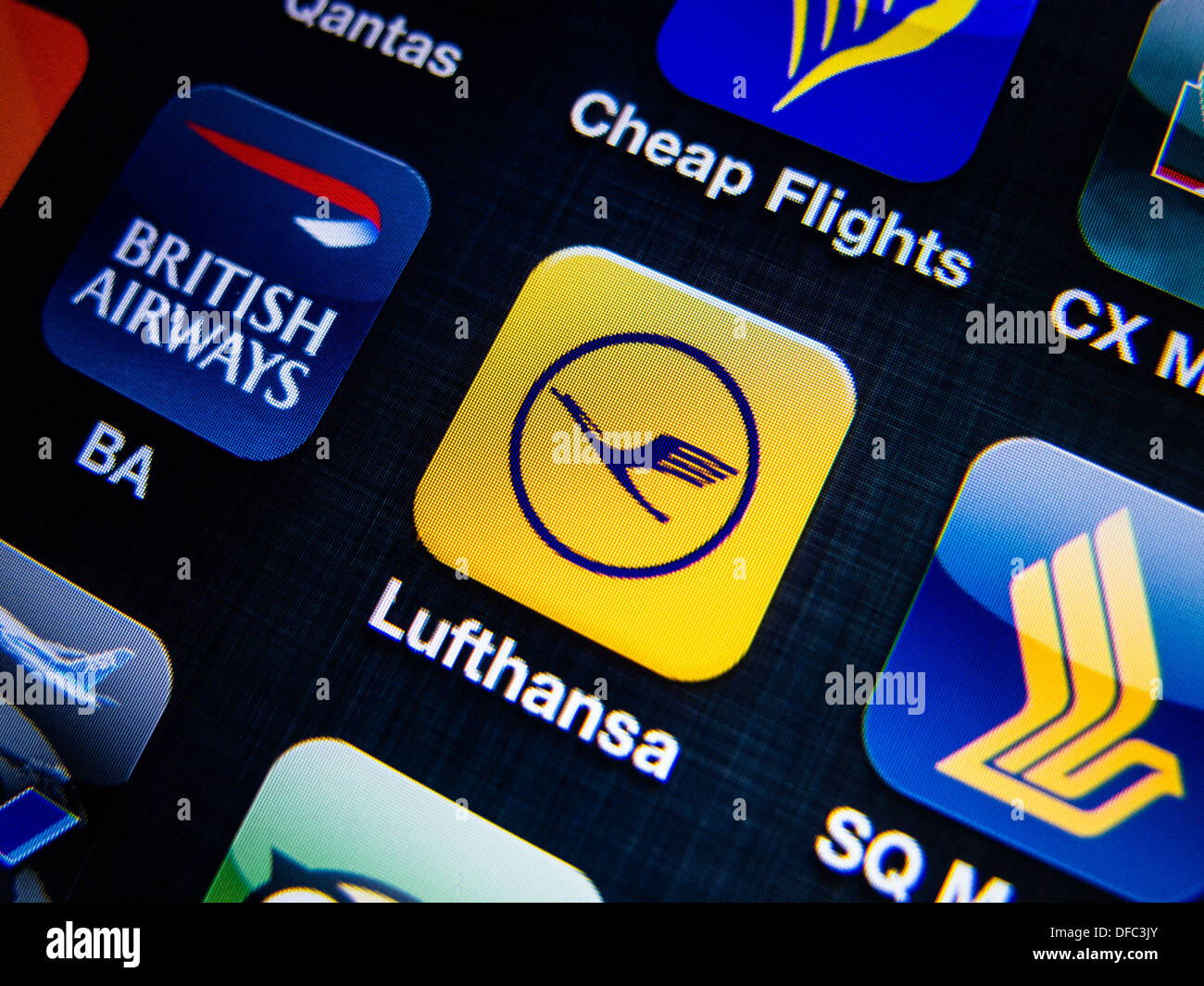 detail of Lufthansa airline app icon on mobile phone screen Stock Photo ...