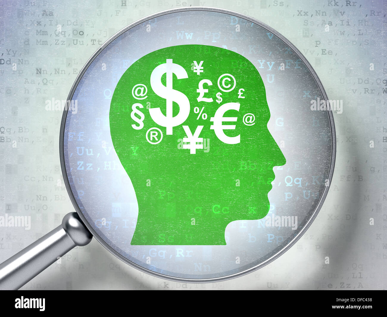 Education concept: Finance Symbol with optical glass Stock Photo - Alamy