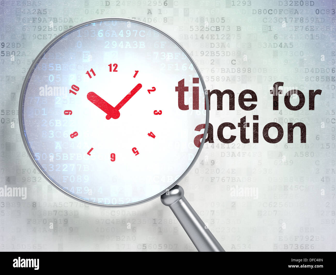 Timeline concept: Clock and Time for Action with optical glass Stock ...