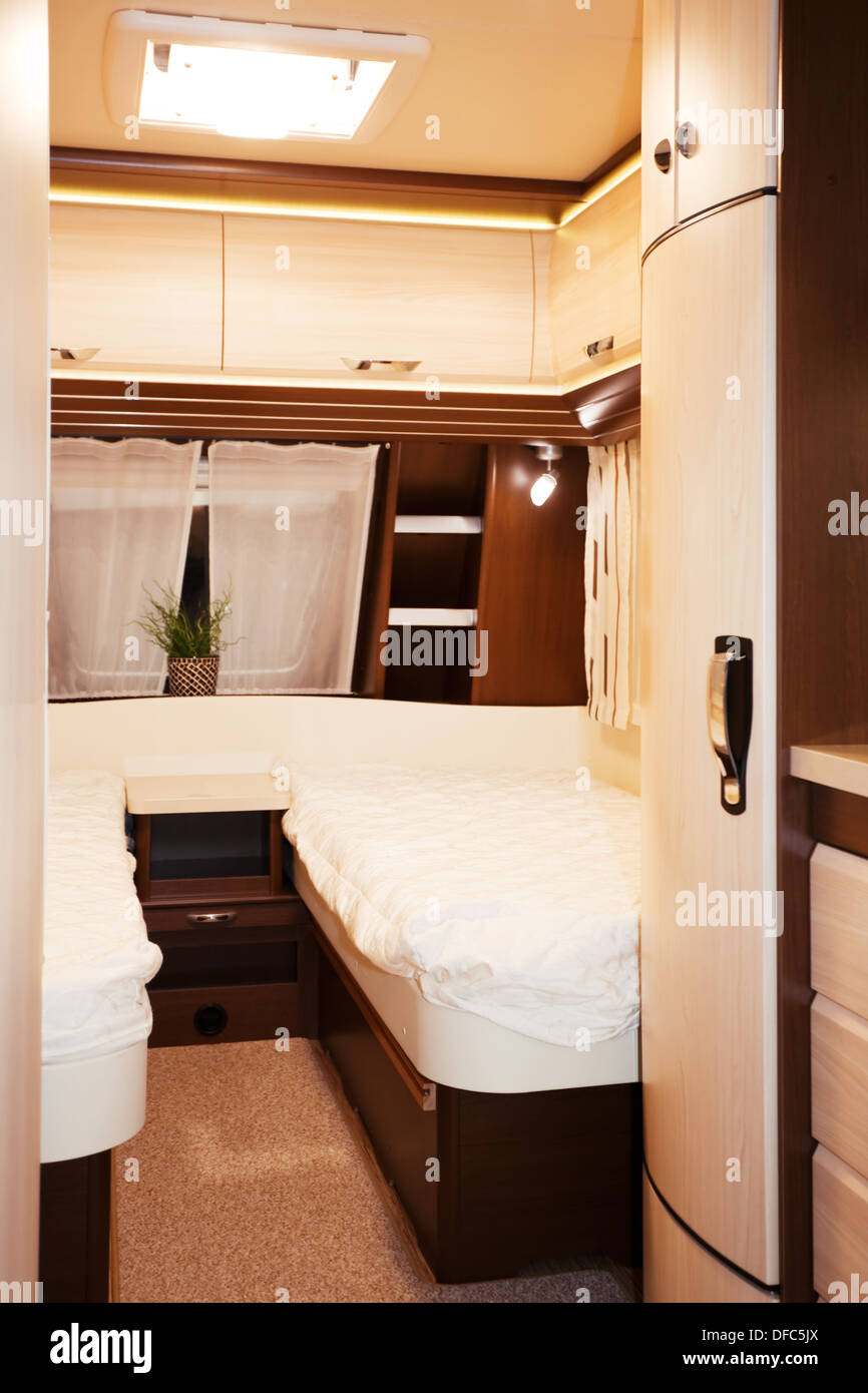 Bedroom Interior of Mobile Home Stock Photo - Alamy