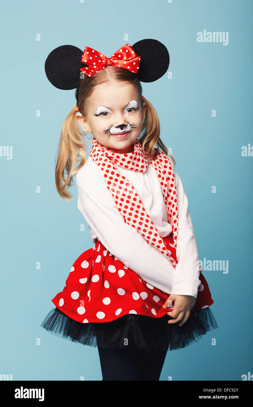 little beautiful girl with mouse mask Stock Photo - Alamy