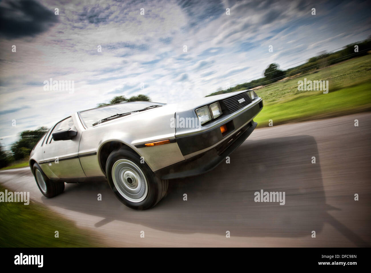A classic Delorean sports car in action Stock Photo - Alamy