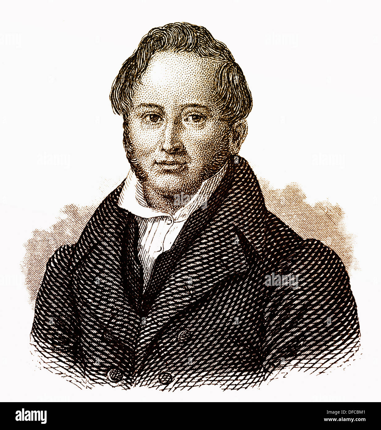 Portrait of Adam Gottlob Oehlenschläger, 1779 - 1850, a Danish poet and ...