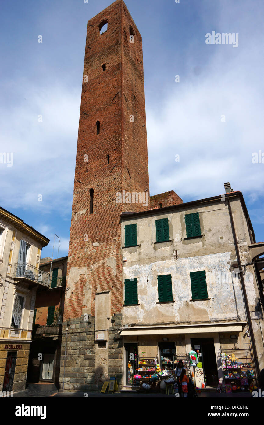 Family tower, medieval town Noli, Liguria, Gulf of Ponente, Italy Stock ...