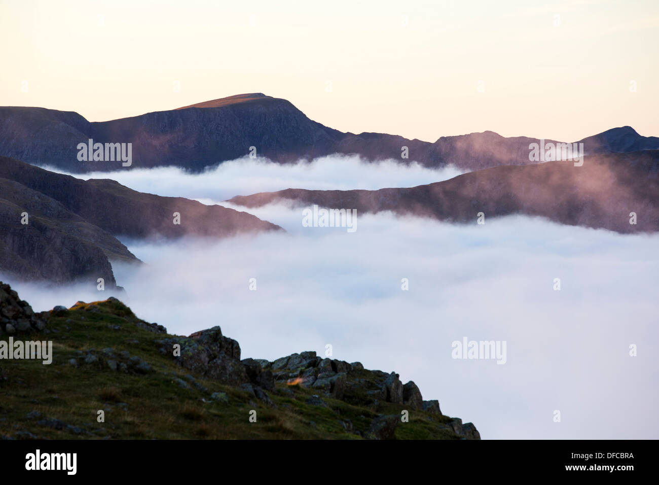 Helvellyn from Red Screes in the Lake District, Cumbria, UK, with ...