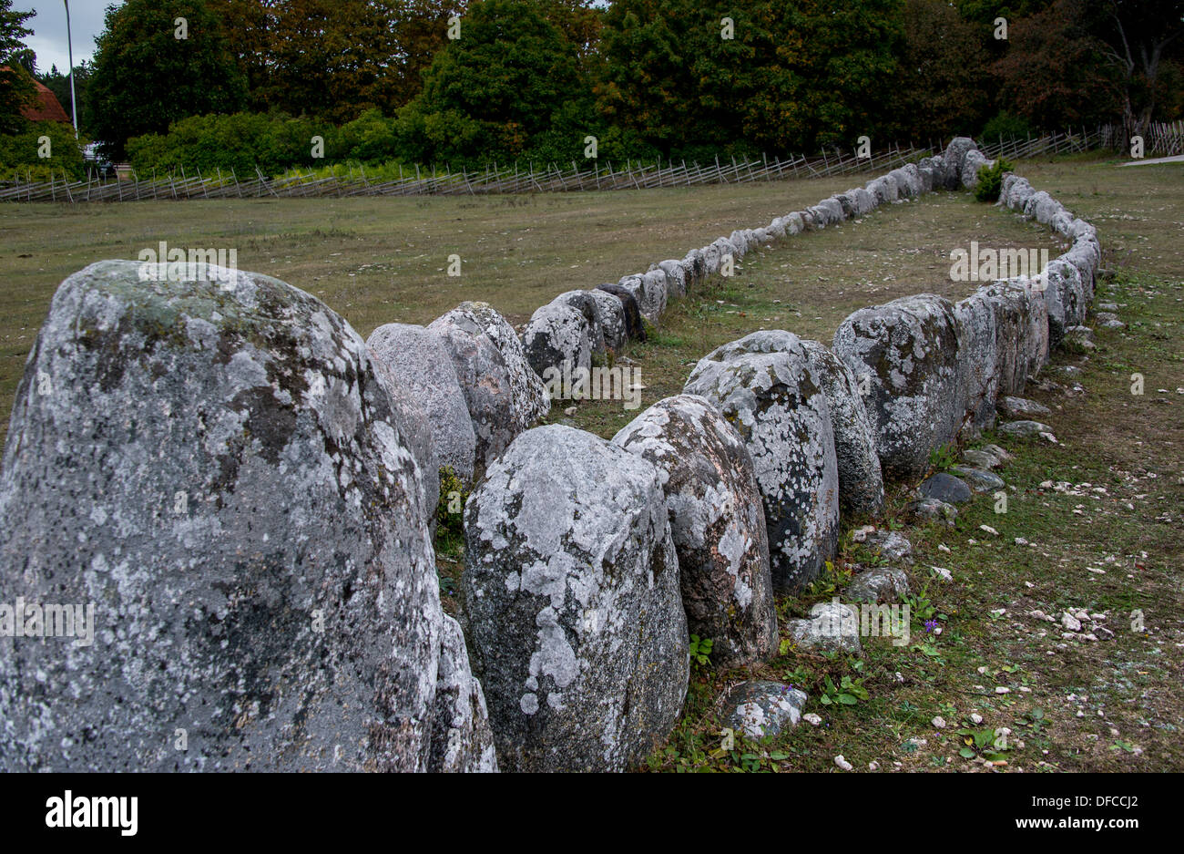 Stone ship or ship setting an early burial custom, characteristically ...