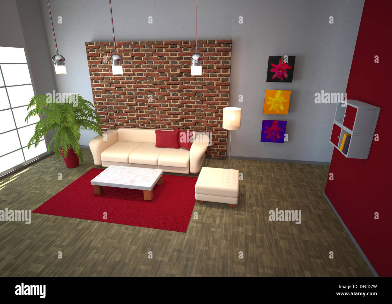 3d rendering modern of living room Stock Photo - Alamy