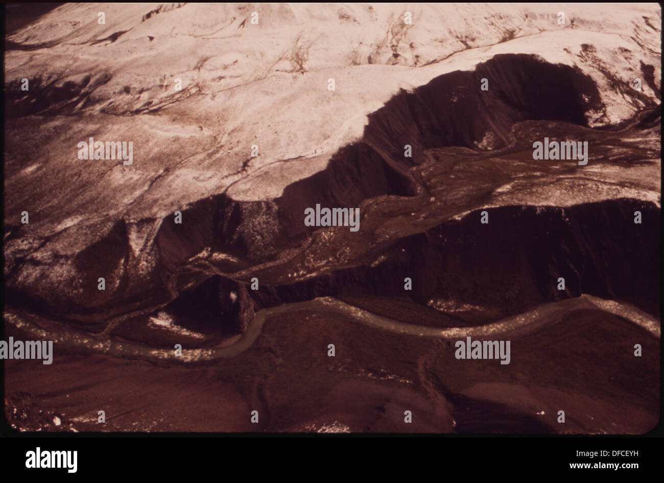 The bluffs and ridges near the eastern end of Atigun Gorge in Alaska ...