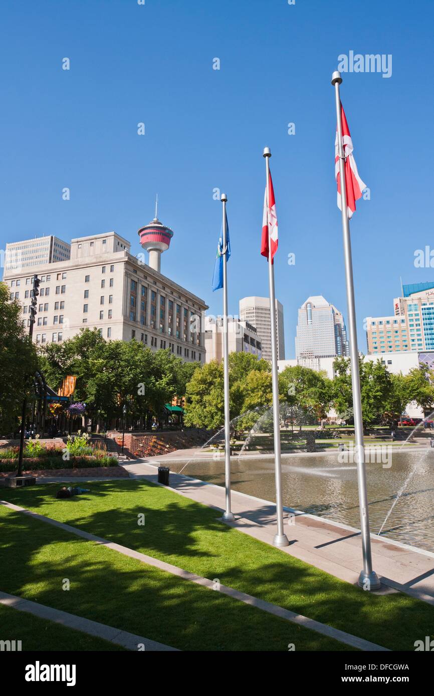 Calgary calgary tower canada olympic plaza alberta hi-res stock ...