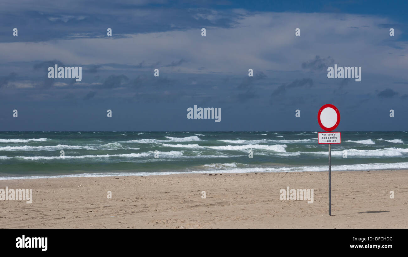 Denmark, View of sign board at beach Stock Photo - Alamy