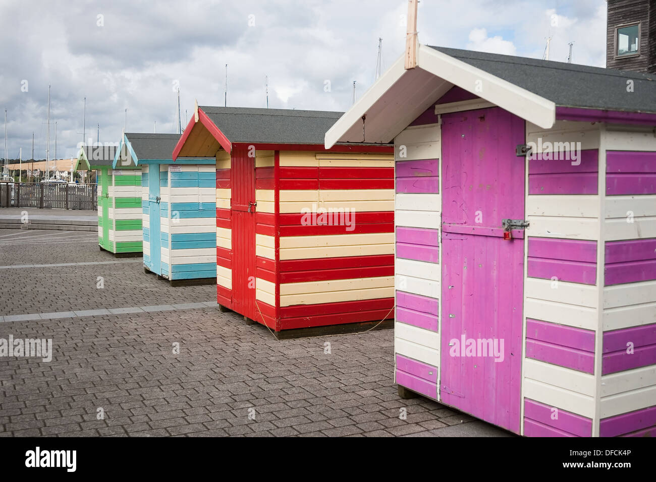 colourful wooden beach huts Stock Photo - Alamy